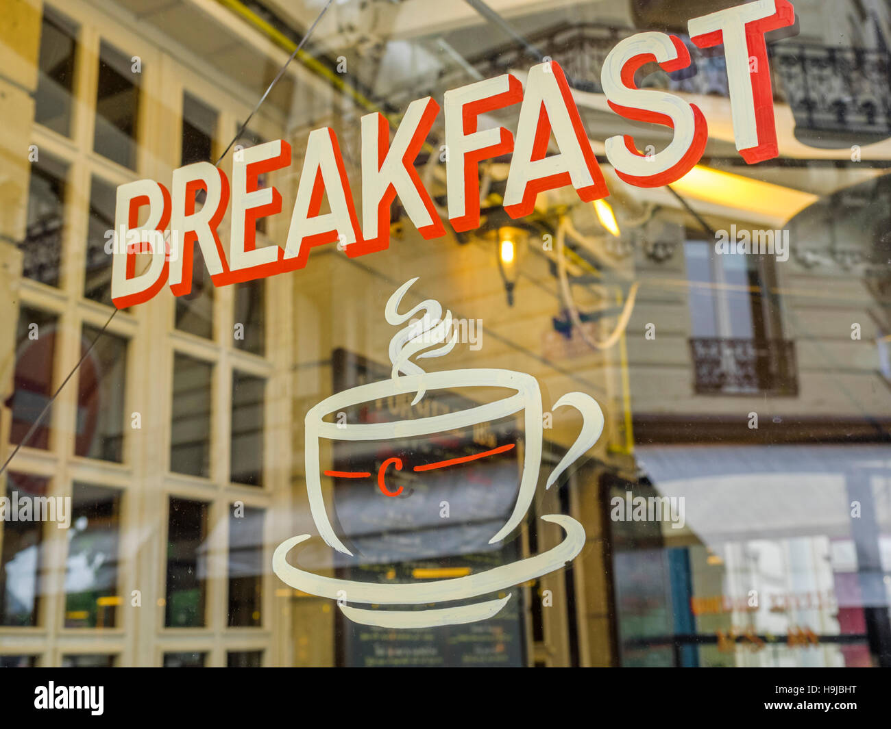 Reflections in a Restaurant window in Paris, France Stock Photo - Alamy