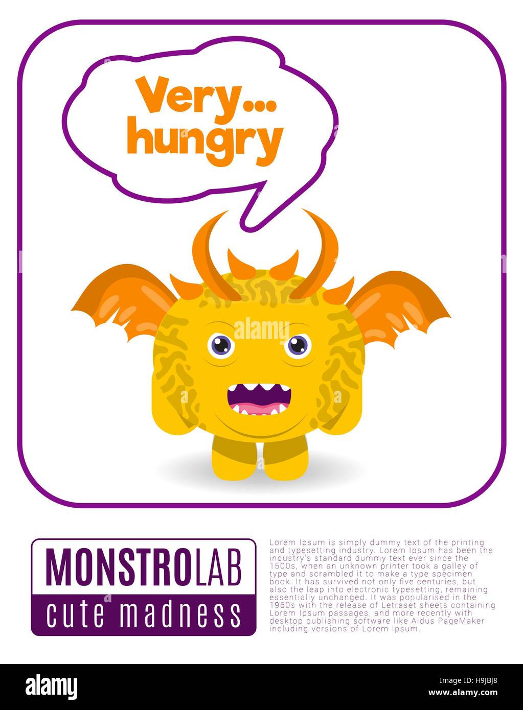 Illustration of a monster saying very hungry Stock Vector Image & Art ...