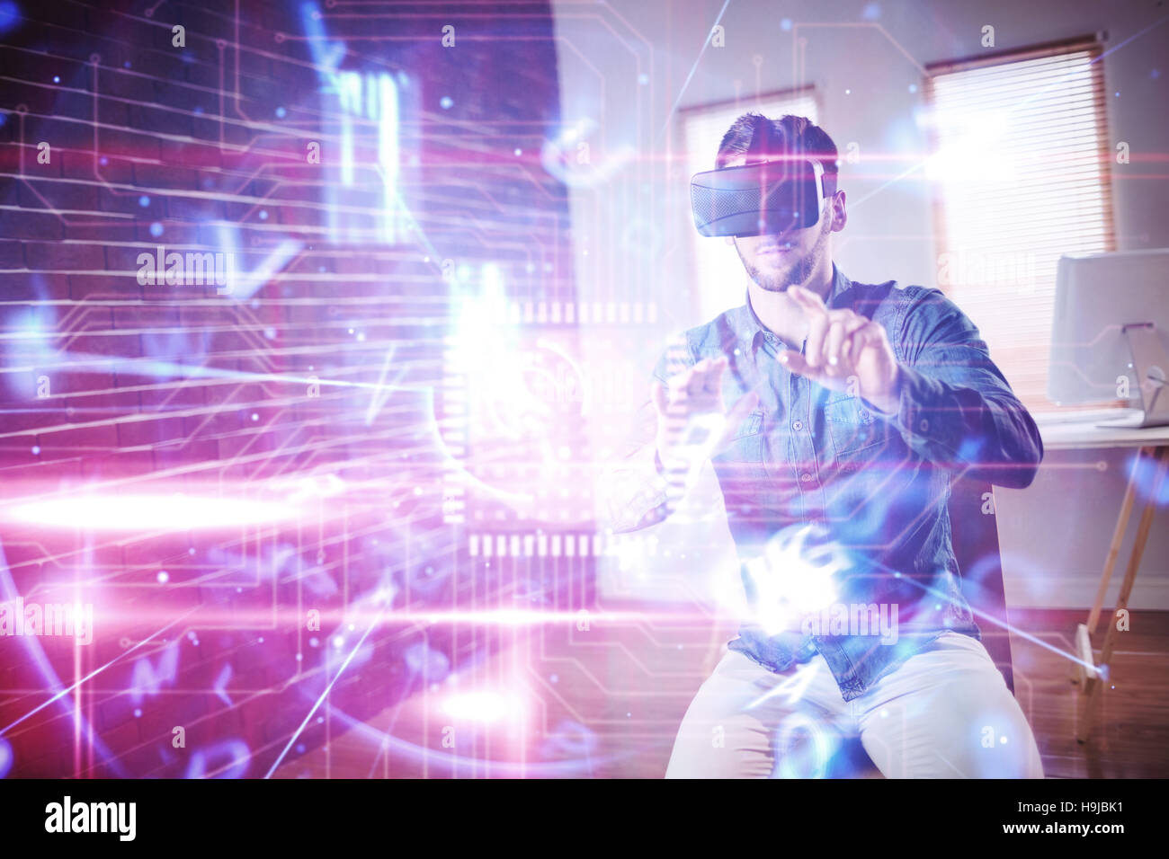 Composite image of blue and red technology interface Stock Photo - Alamy