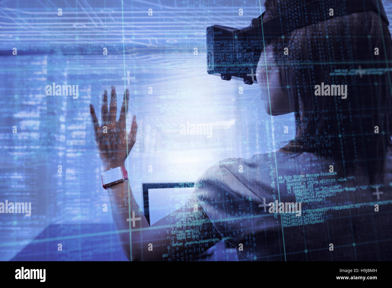 Composite image of blue and red technology interface Stock Photo - Alamy