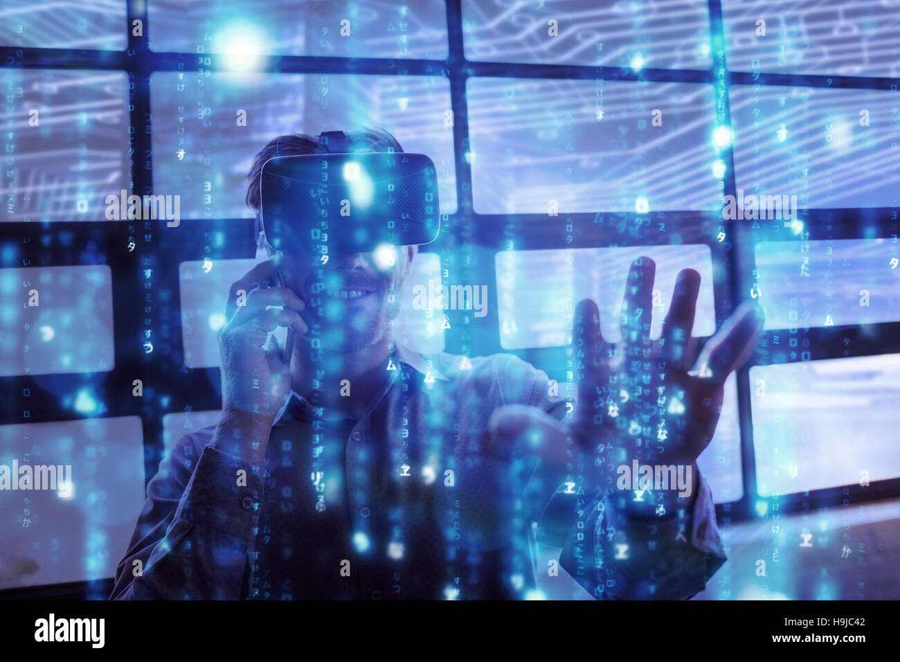 Composite image of blue and red technology interface Stock Photo - Alamy