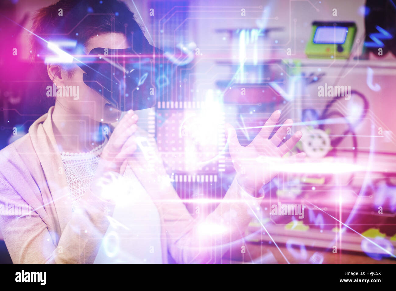 Composite image of blue and red technology interface Stock Photo - Alamy