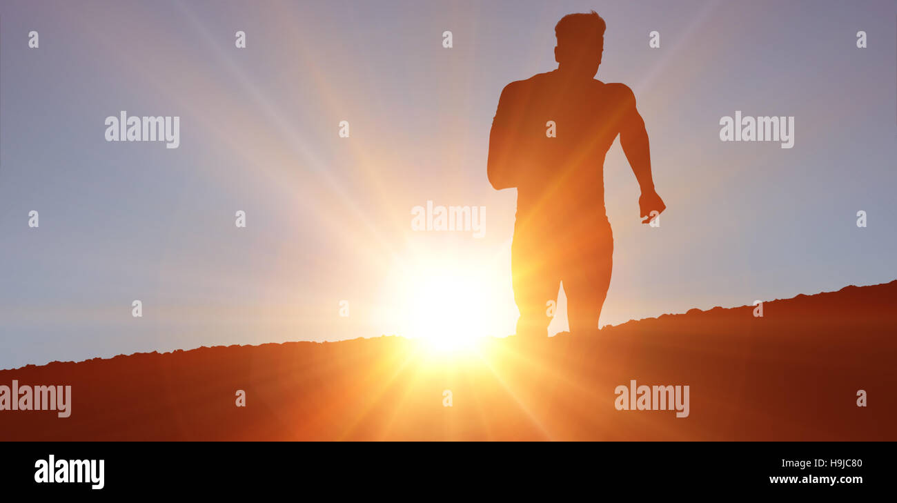 Composite image of athletic man jogging against white background Stock Photo - Alamy