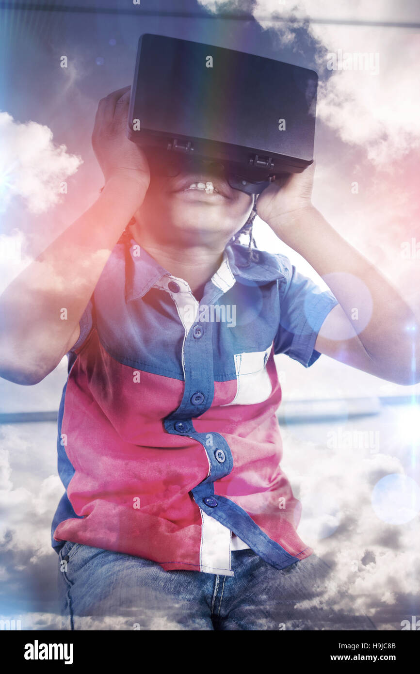 Boy using a virtual reality device Stock Photo - Alamy