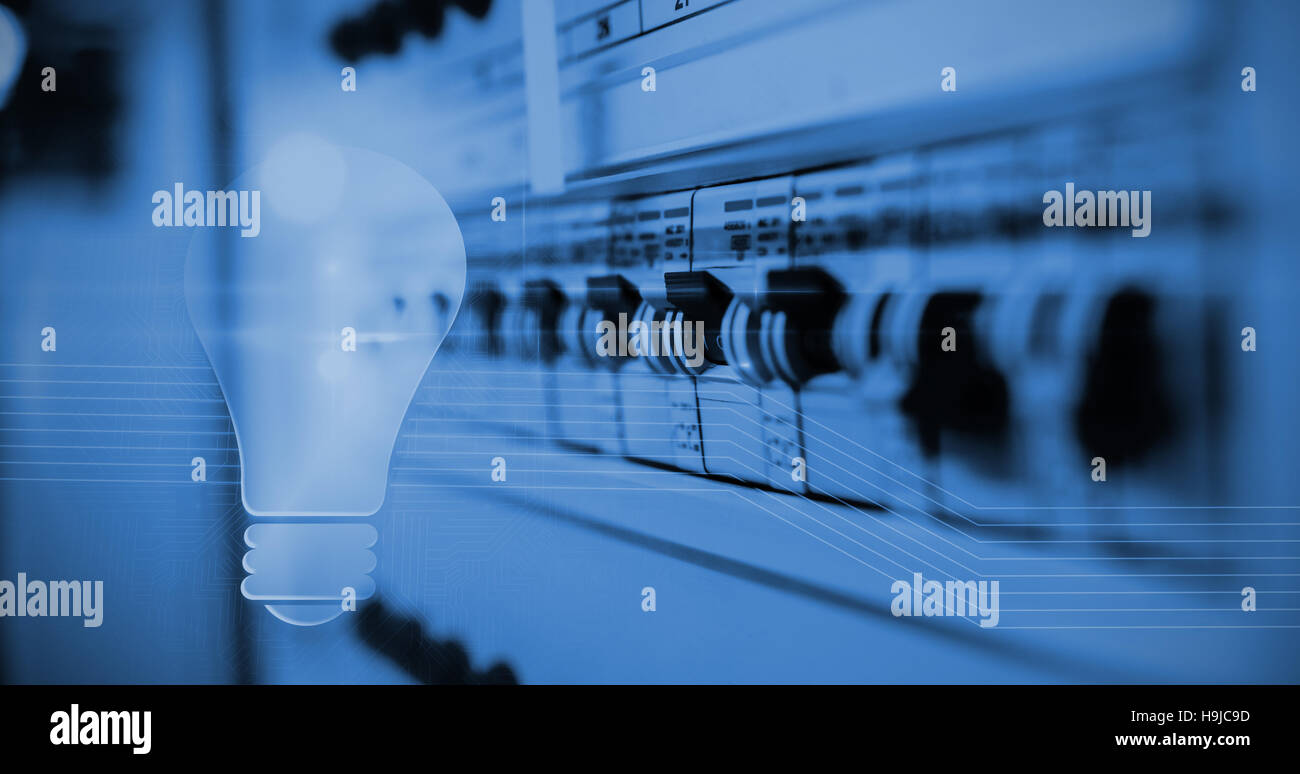 Composite image of shiny light bulb on black background Stock Photo - Alamy