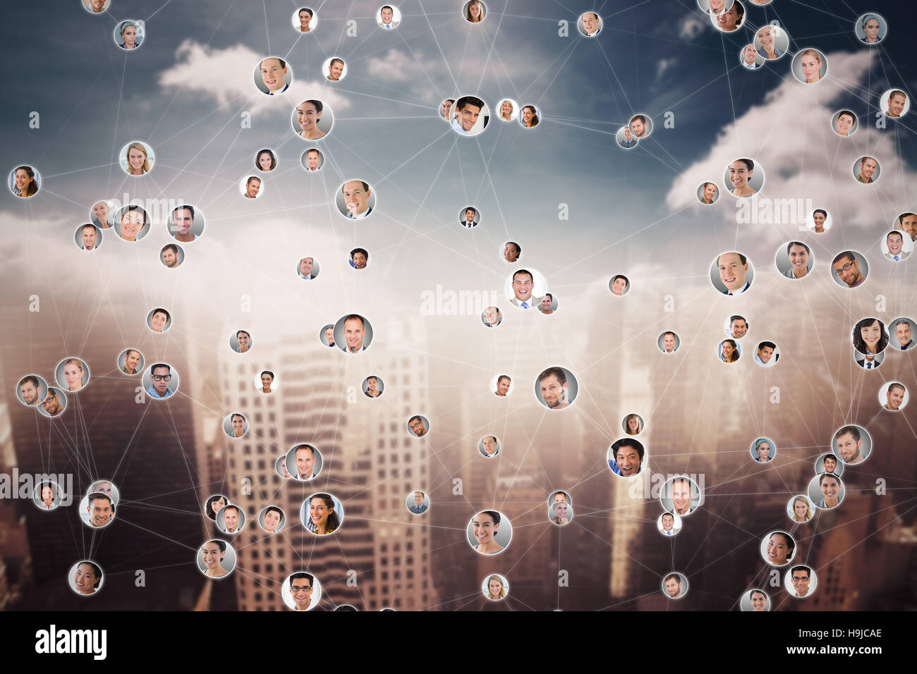 Composite image of sphere of portraits Stock Photo - Alamy