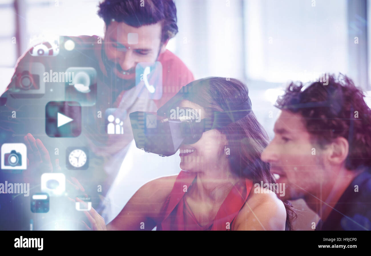 Composite image of futuristic app icons floating in light Stock Photo ...