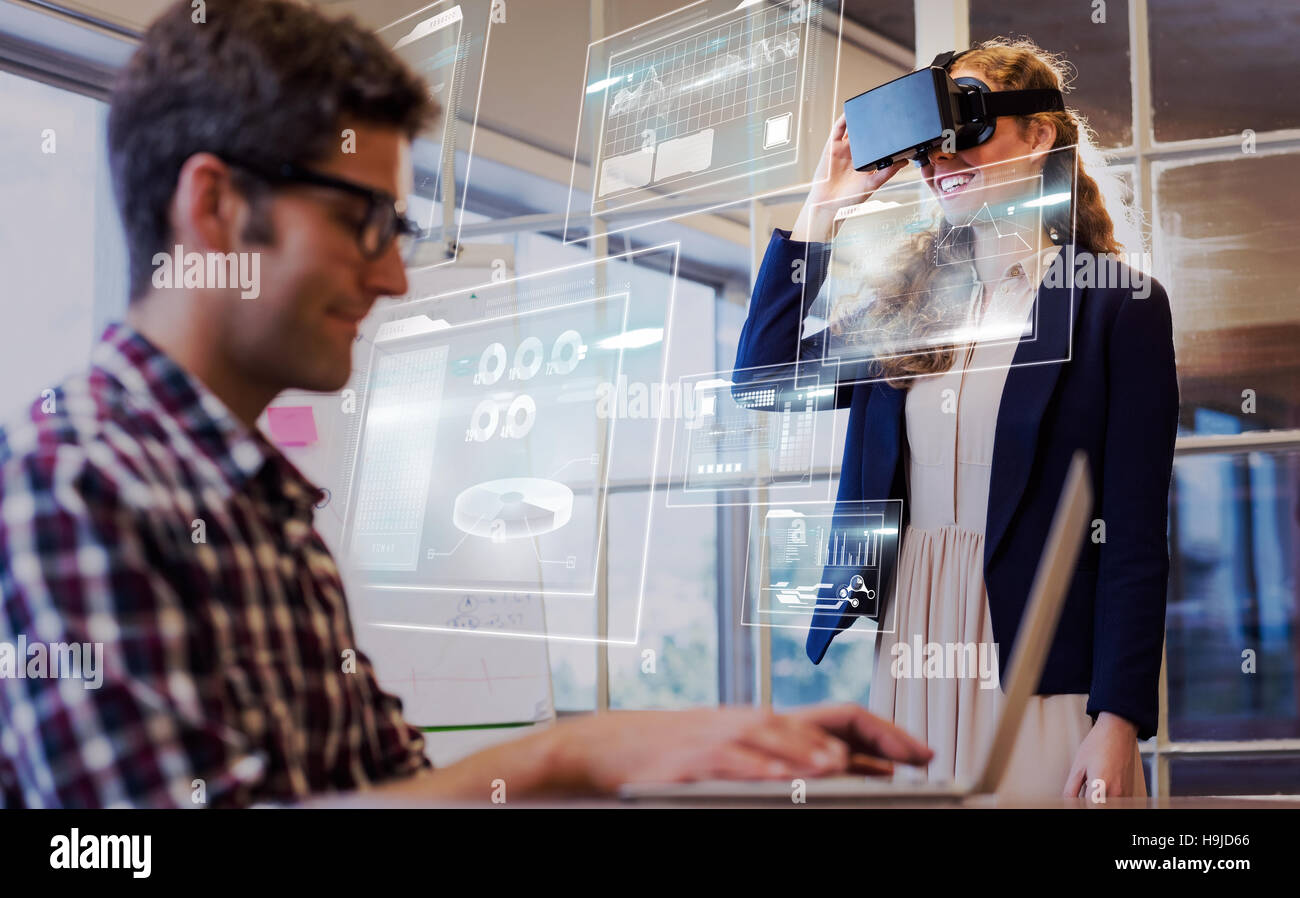 Digital composite businessman using vr hi-res stock photography and ...