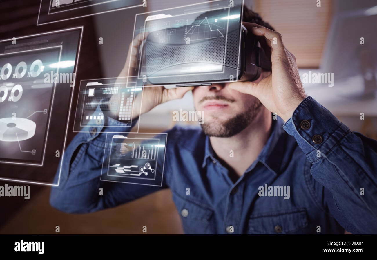 Digital composite businessman using vr hi-res stock photography and ...