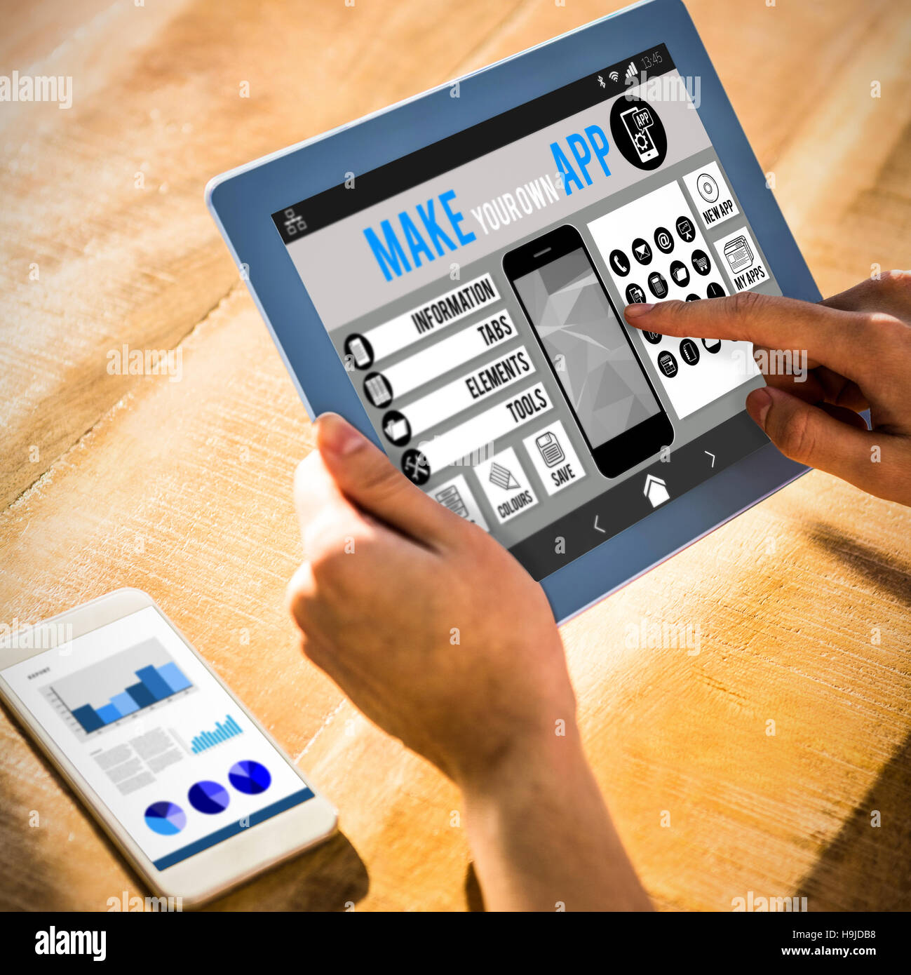 Composite image of make your own app smartphone Stock Photo - Alamy