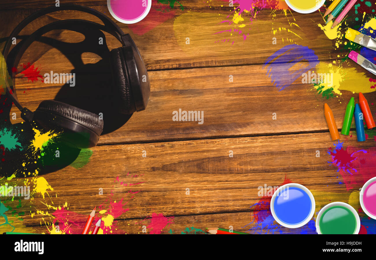 Composite image of frame of art supply Stock Photo - Alamy