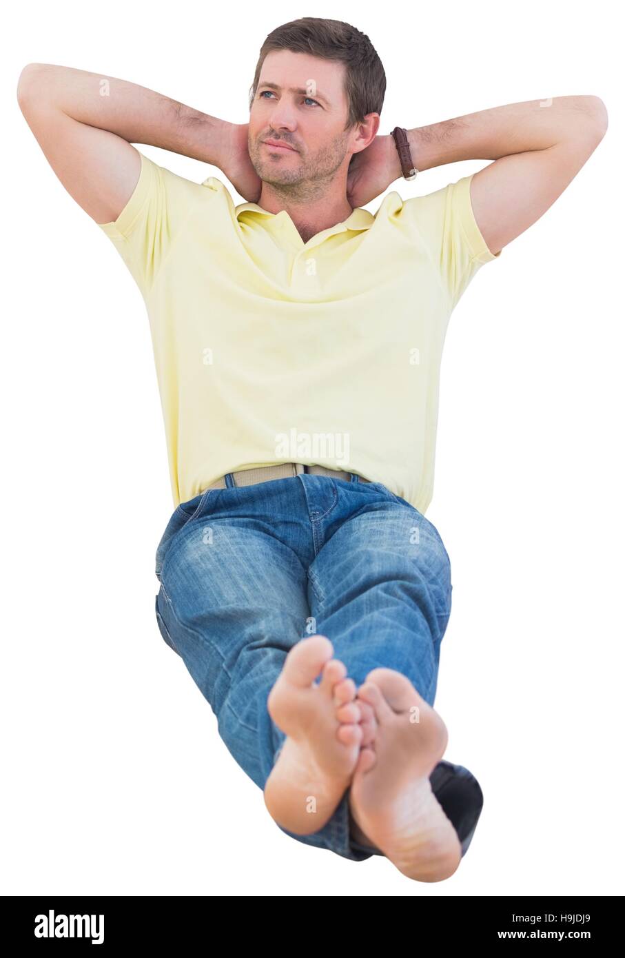 Thoughtful man sitting Stock Photo - Alamy