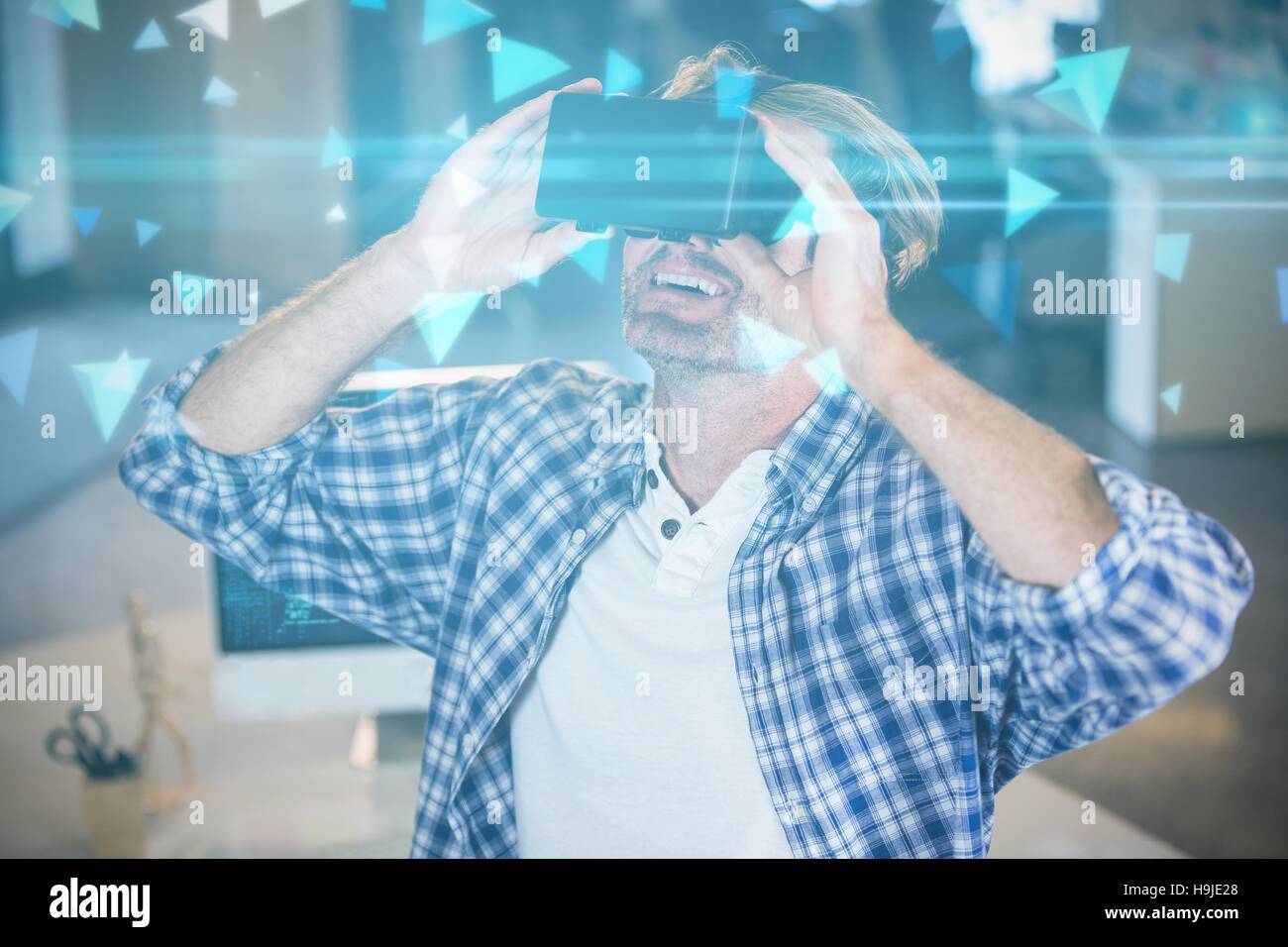 Composite image of technical screen with little pyramids Stock Photo ...