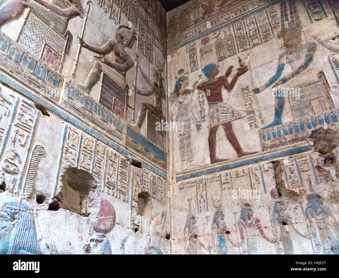 Colour reliefs Inside the Opet Temple dedicated to the hippopotamus ...