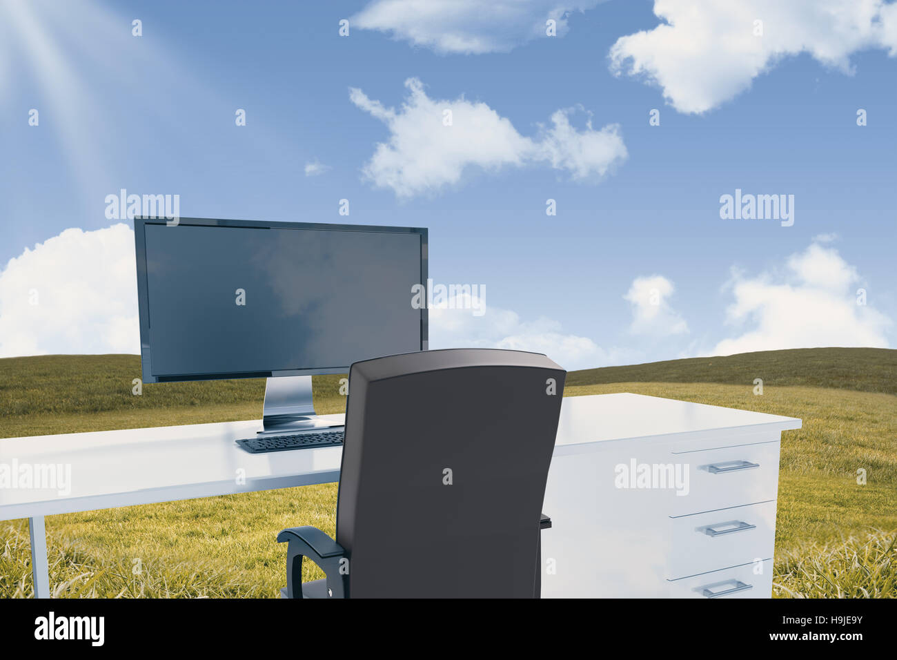 Office in nature Stock Photo - Alamy