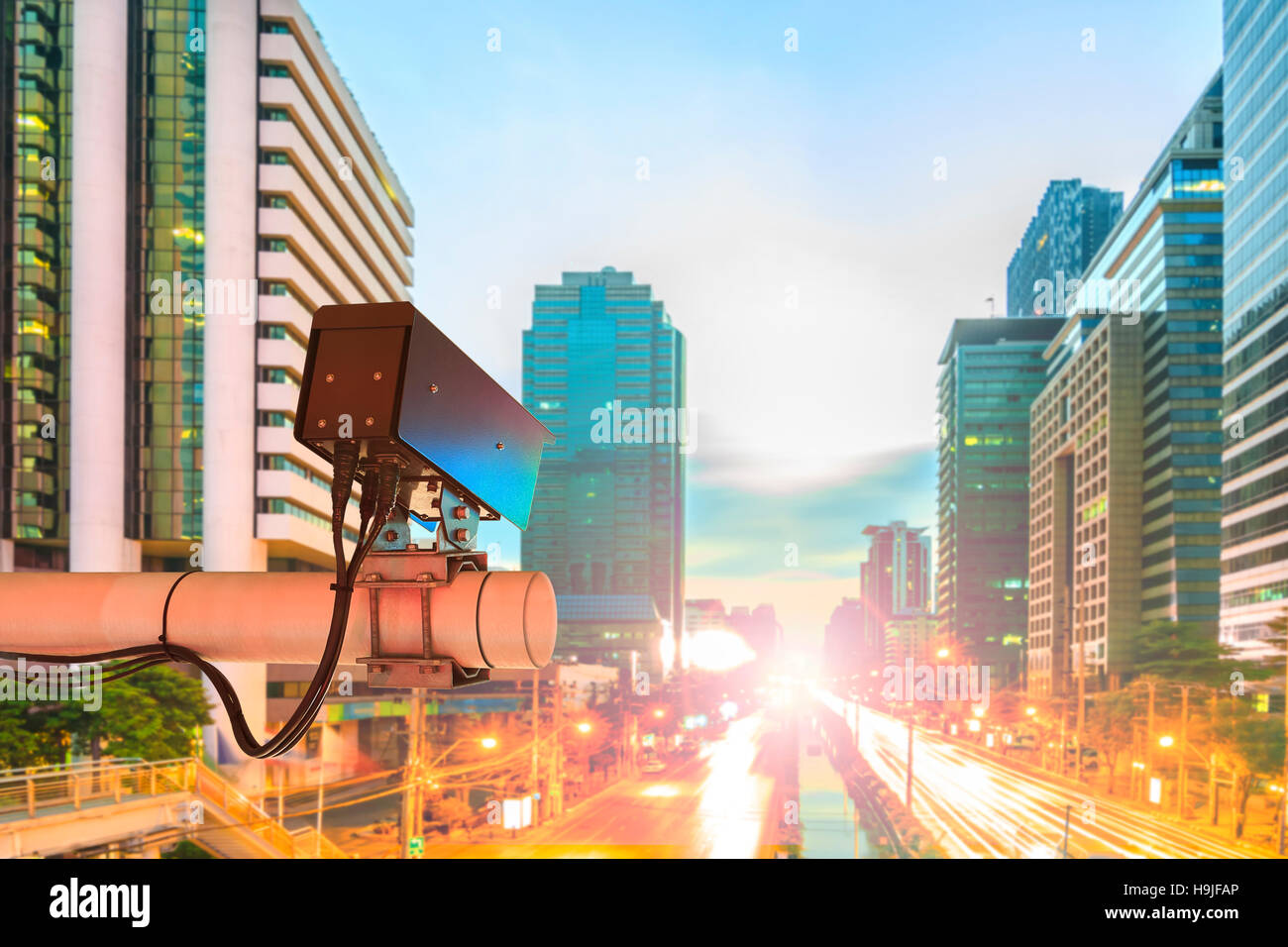 CCTV Security Camera or surveillance Operating on traffic road in ...