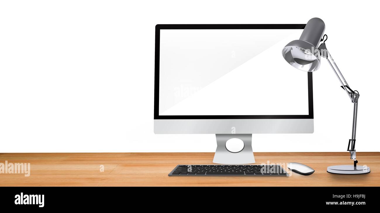 Computer on a desk Stock Photo - Alamy