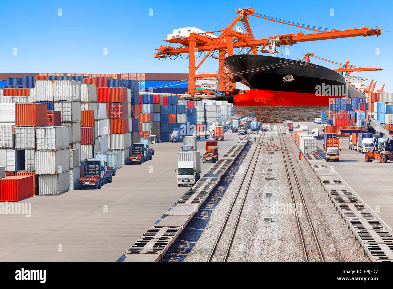 Commercial delivery cargo container and selective focus at container ...