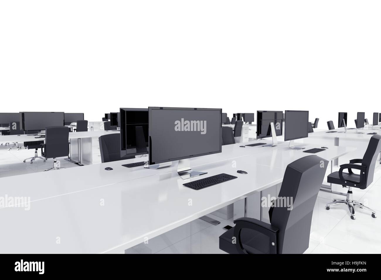 Desks in a open space Stock Photo - Alamy
