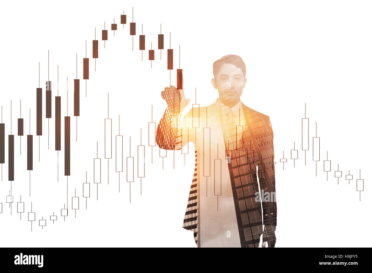 Composite image of stern asian businessman pointing Stock Photo - Alamy