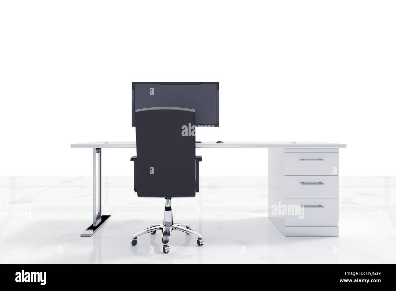 Desk with a computer Stock Photo - Alamy