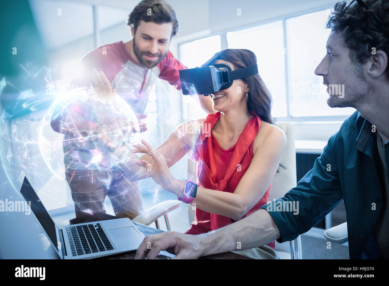 Composite image of global technology background in purple Stock Photo ...