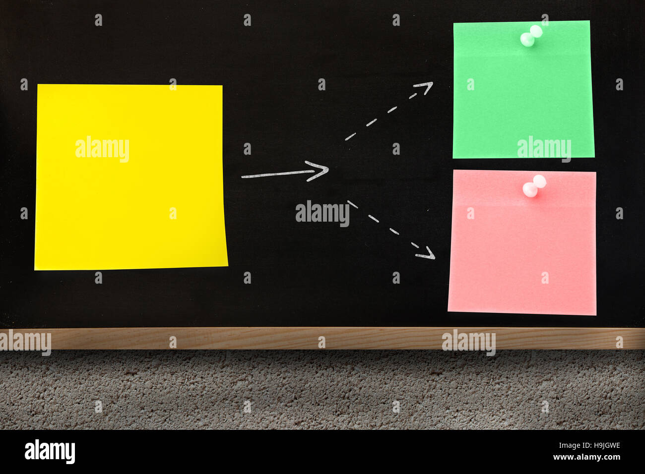 Composite image of blank green sticky note with thumbtack Stock Photo ...