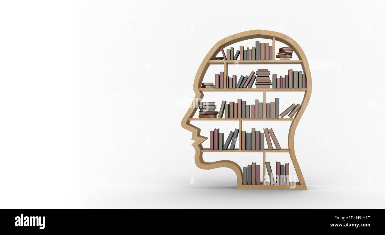 Books arranged in human face shape bookshelves Stock Photo - Alamy