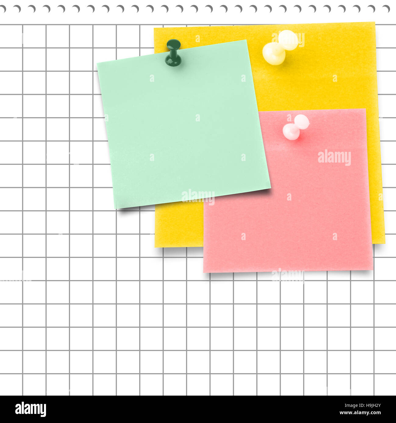 Composite image of yellow sticky note with thumbtack Stock Photo - Alamy