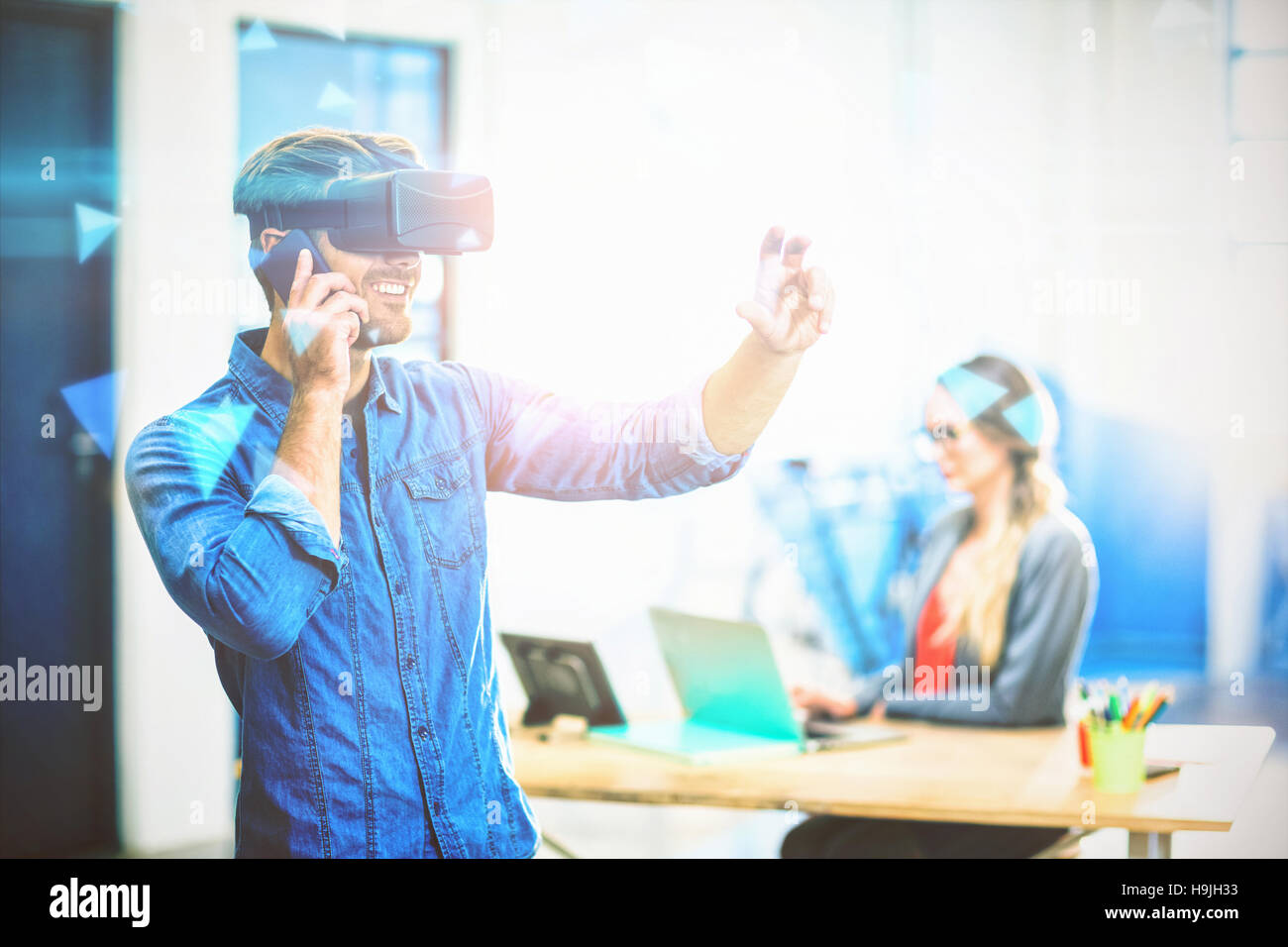 Composite image of technical screen with little pyramids Stock Photo ...