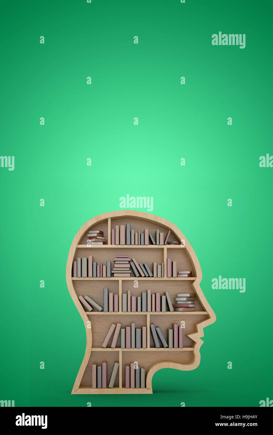 Composite image of human face shape bookshelves on white background ...