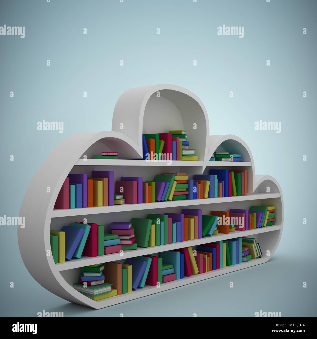 Composite image of gray shelf with various colorful books Stock Photo ...