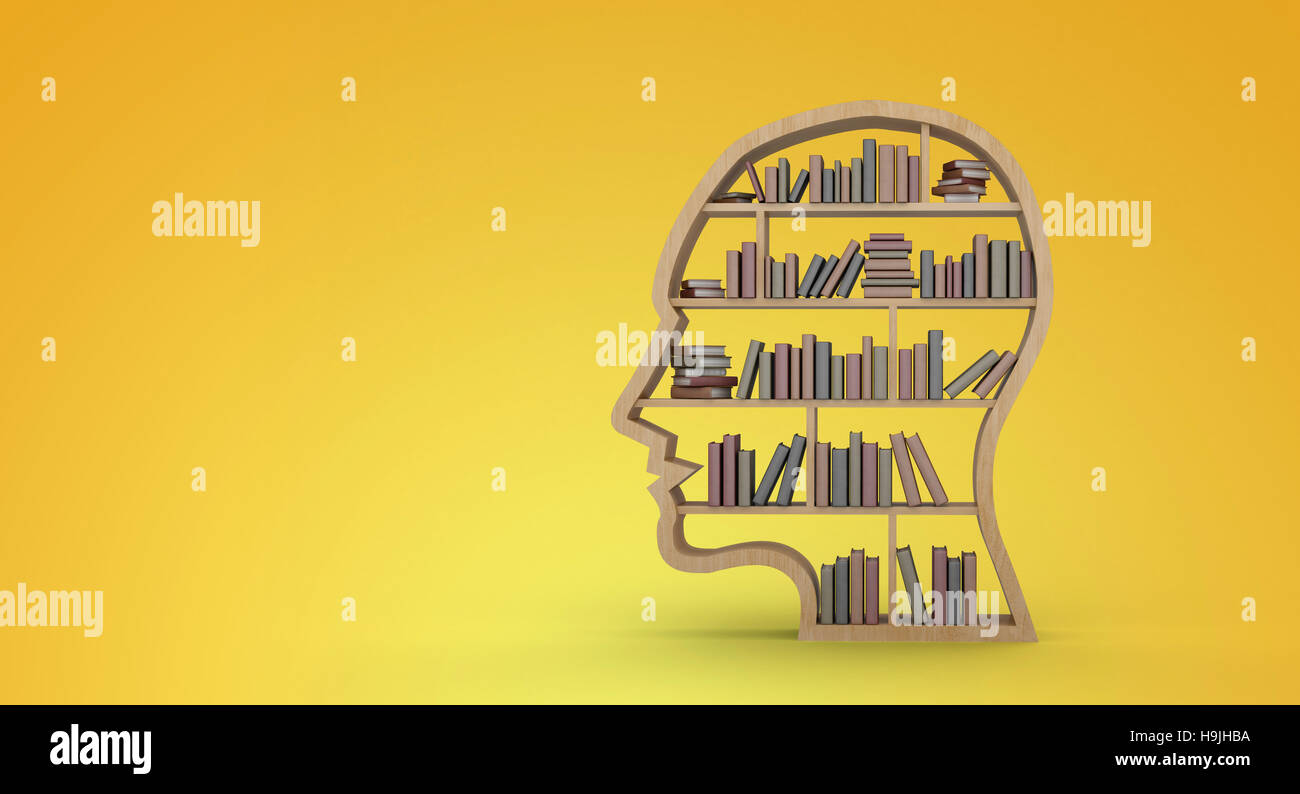 Composite image of books arranged in human face shape bookshelves Stock ...