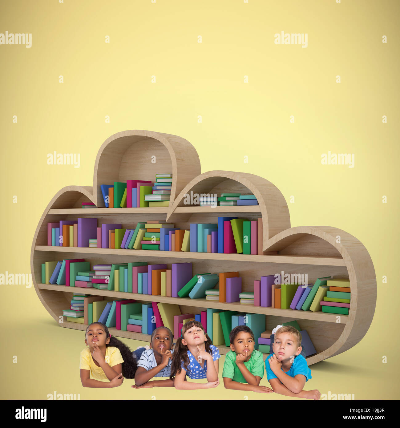 Composite image of cute kids thinking Stock Photo - Alamy