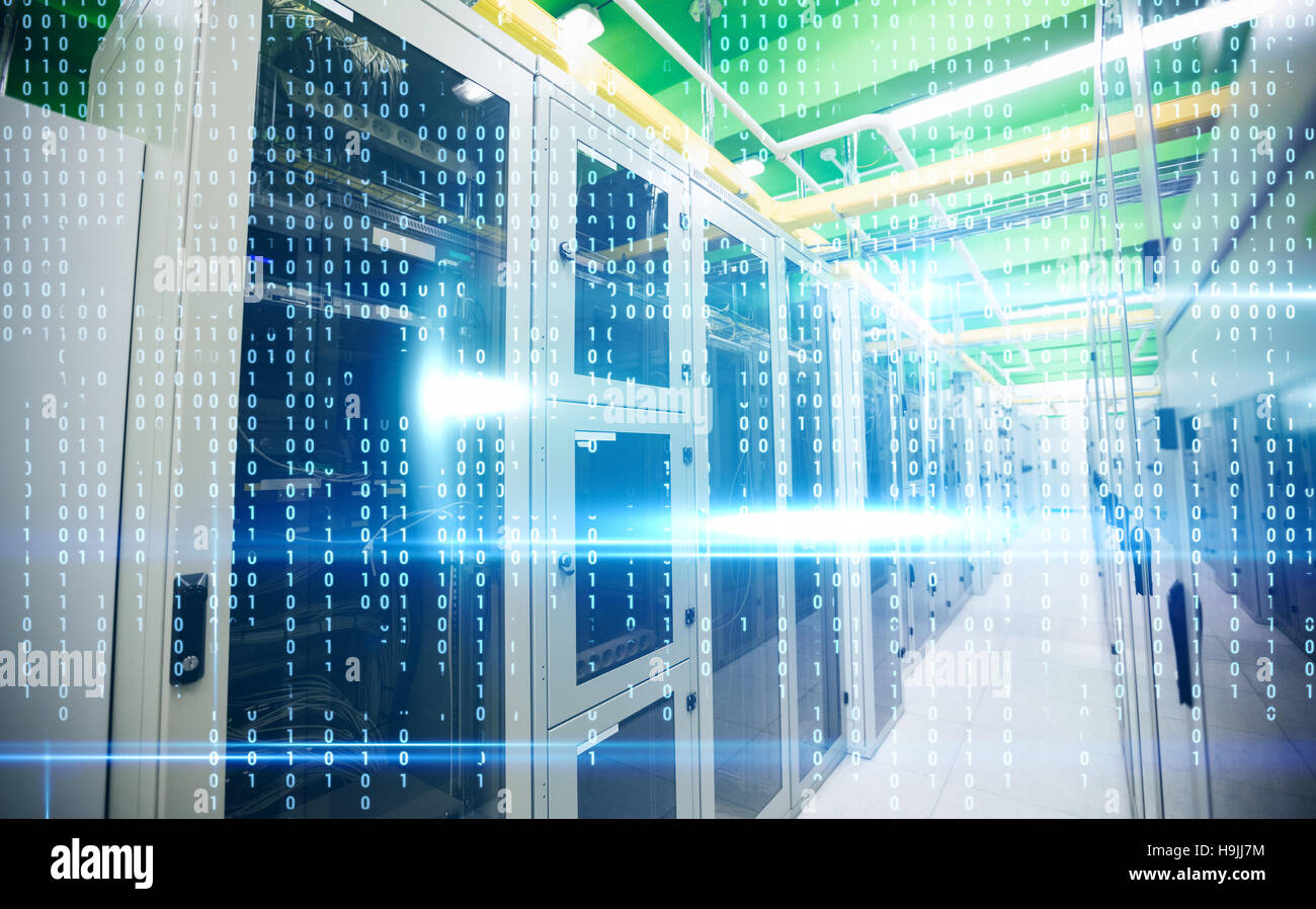 Composite image of blue technology interface with binary code Stock ...