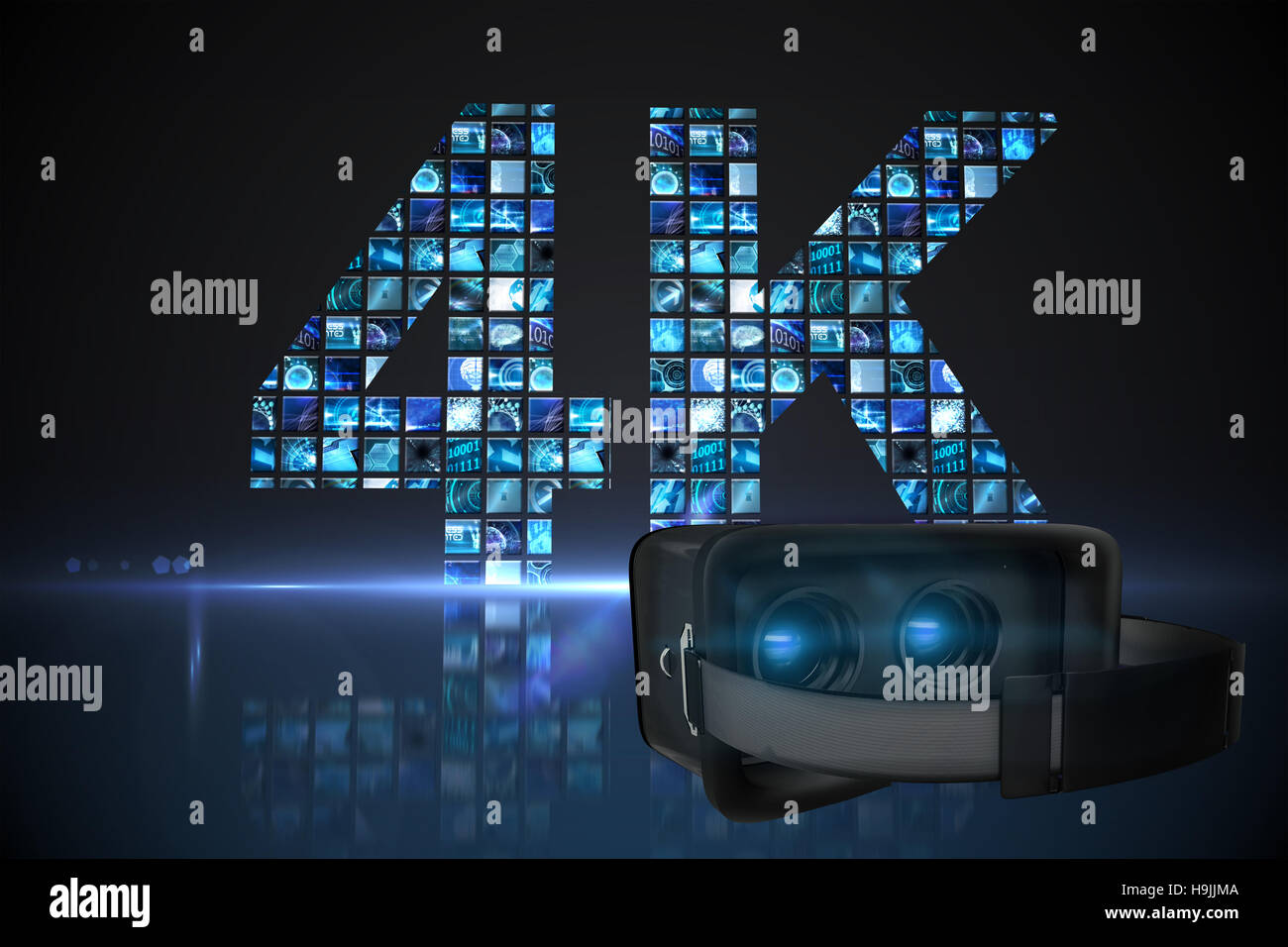 Composite image of black virtual reality simulator over white ...