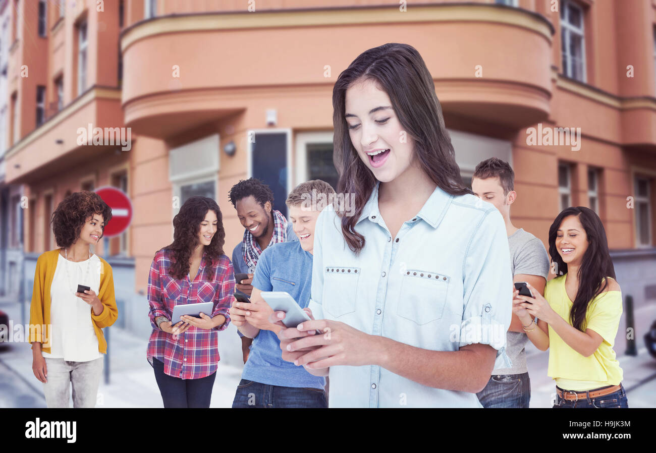Happy afro woman check hi-res stock photography and images - Alamy