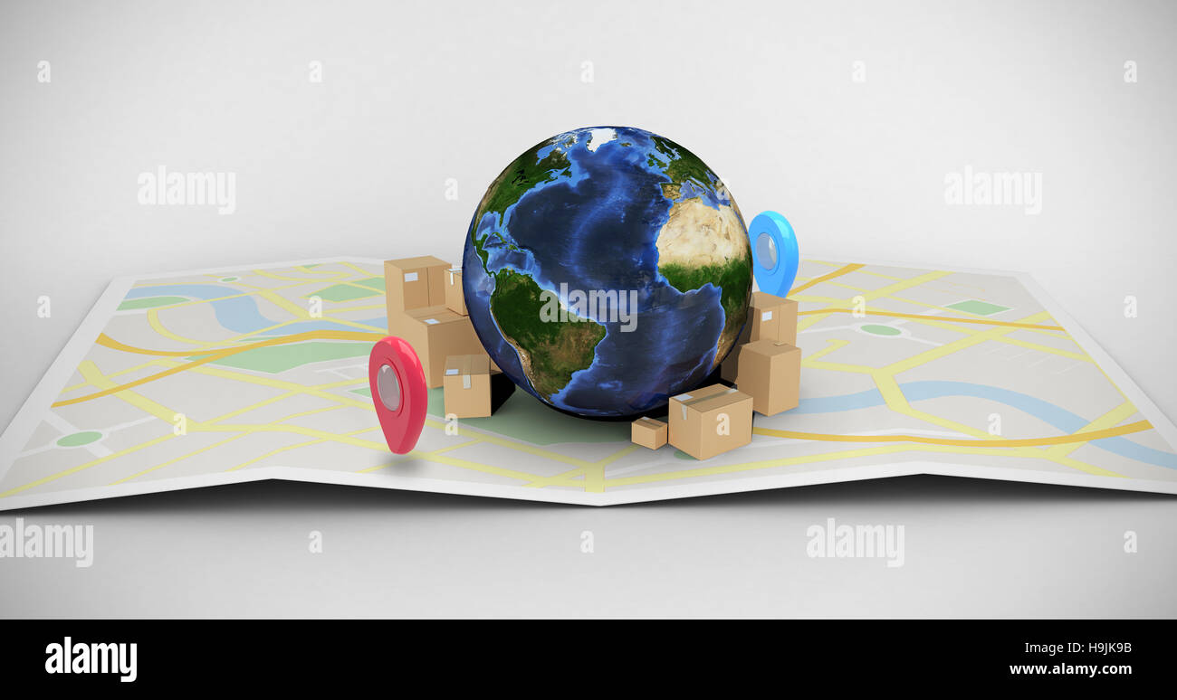 Globe map boxes hi-res stock photography and images - Alamy