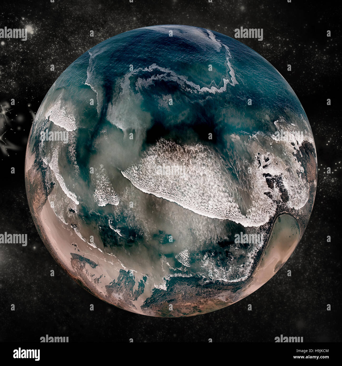 Sea covered earth over white background Stock Photo - Alamy