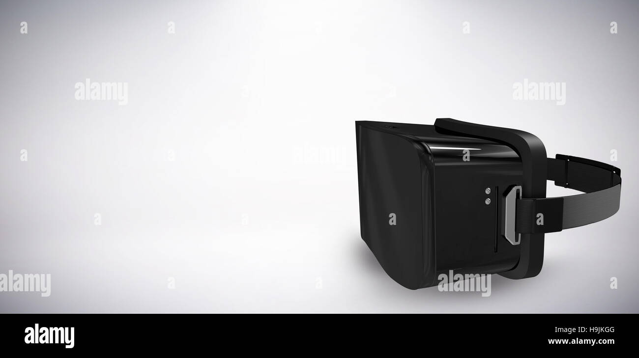 Composite image of black virtual reality simulator against white ...