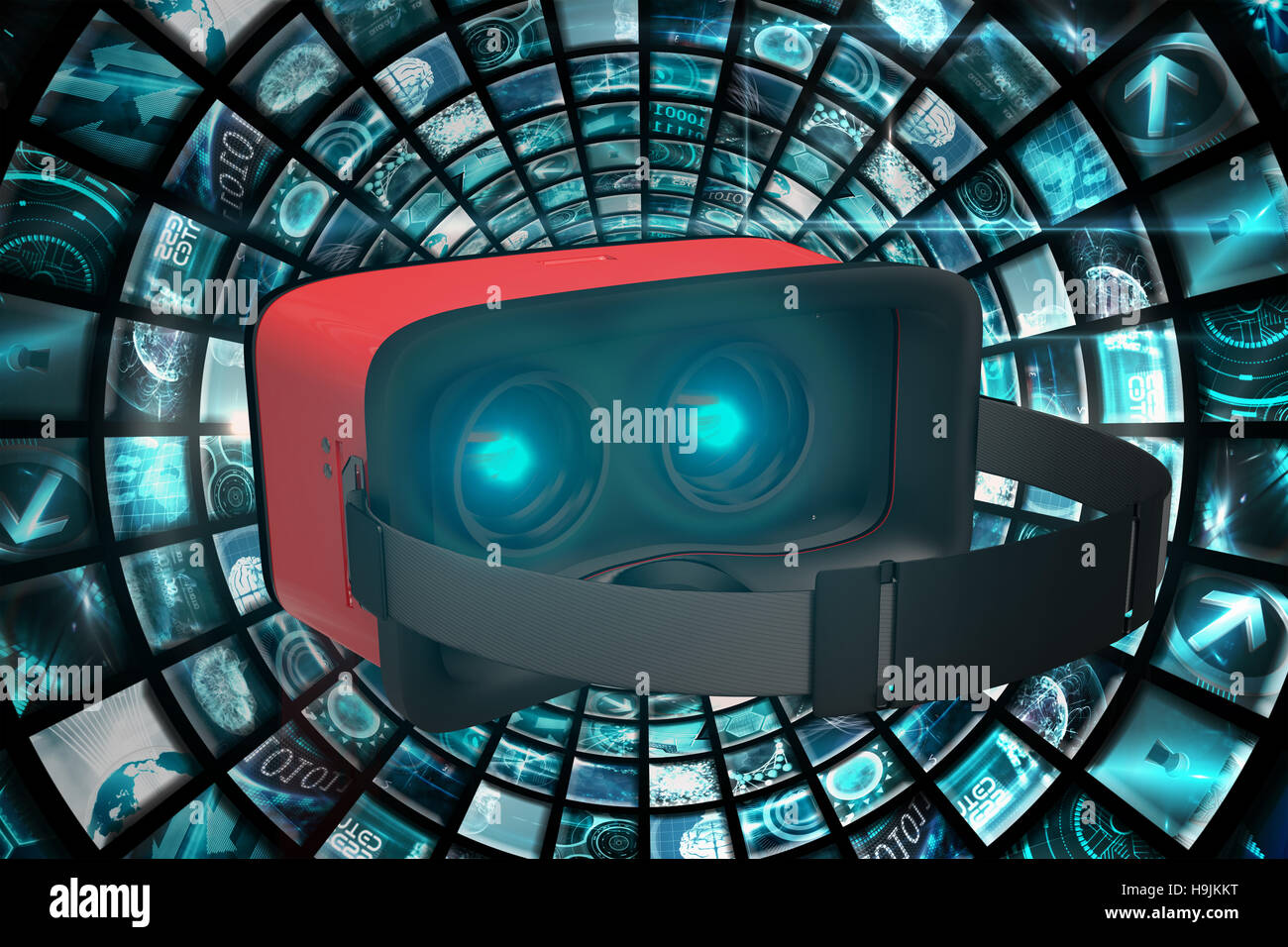 Composite image of digital image of red virtual reality simulator Stock ...