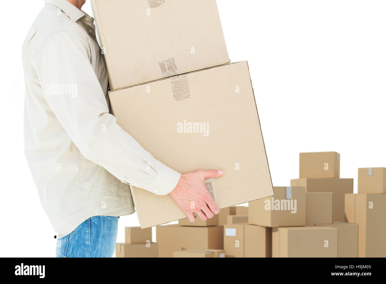 Delivery man carrying large box hi-res stock photography and images - Alamy