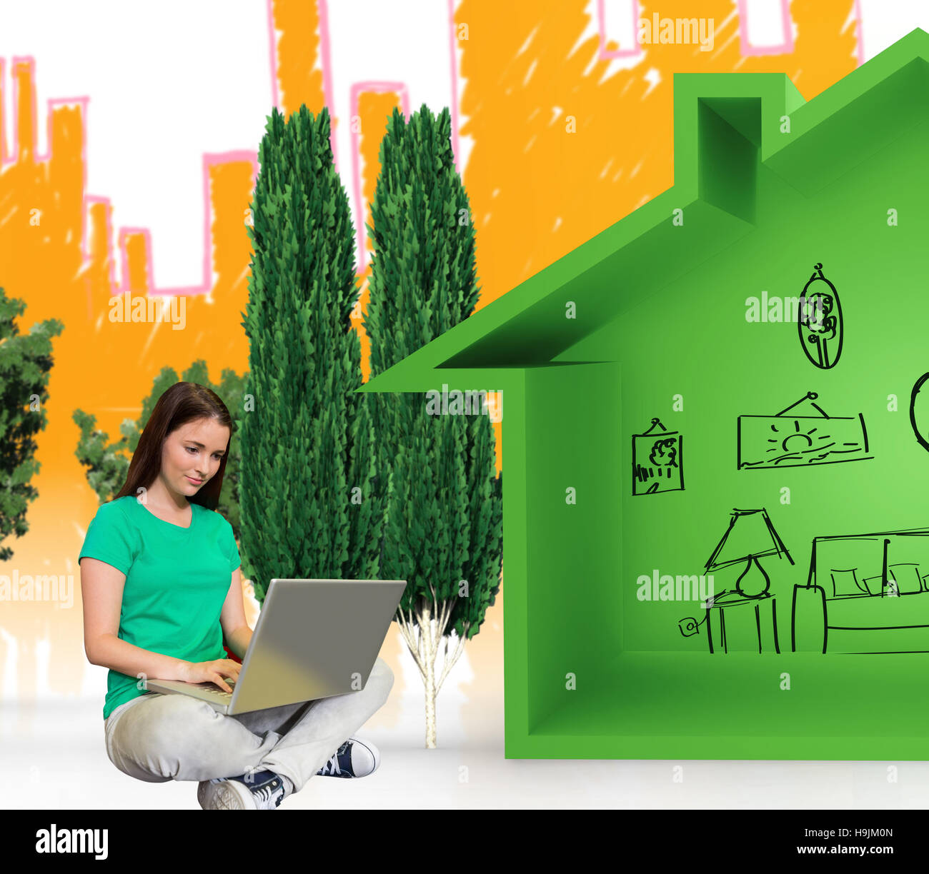 College student using laptop drawing hi-res stock photography and ...