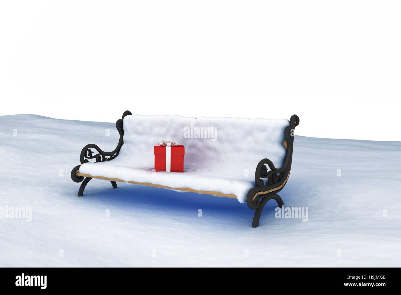 Digital generated image of gift boxes on park bench Stock Photo - Alamy