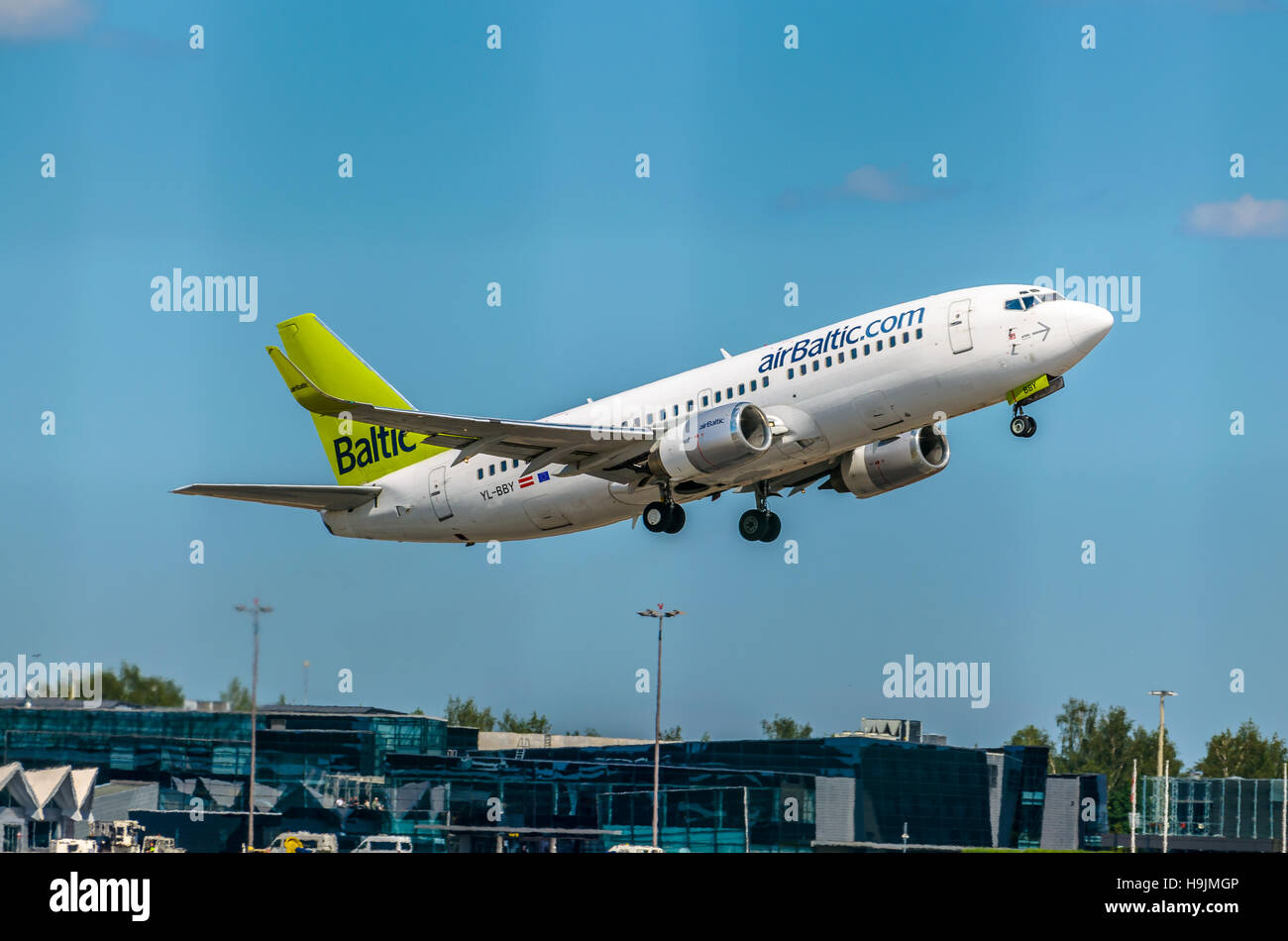 Air Baltic Airlines Boeing-747 leaving Riga International Airport ...