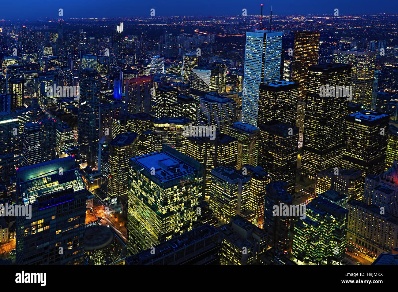 A Night aerial of Toronto city center Stock Photo - Alamy