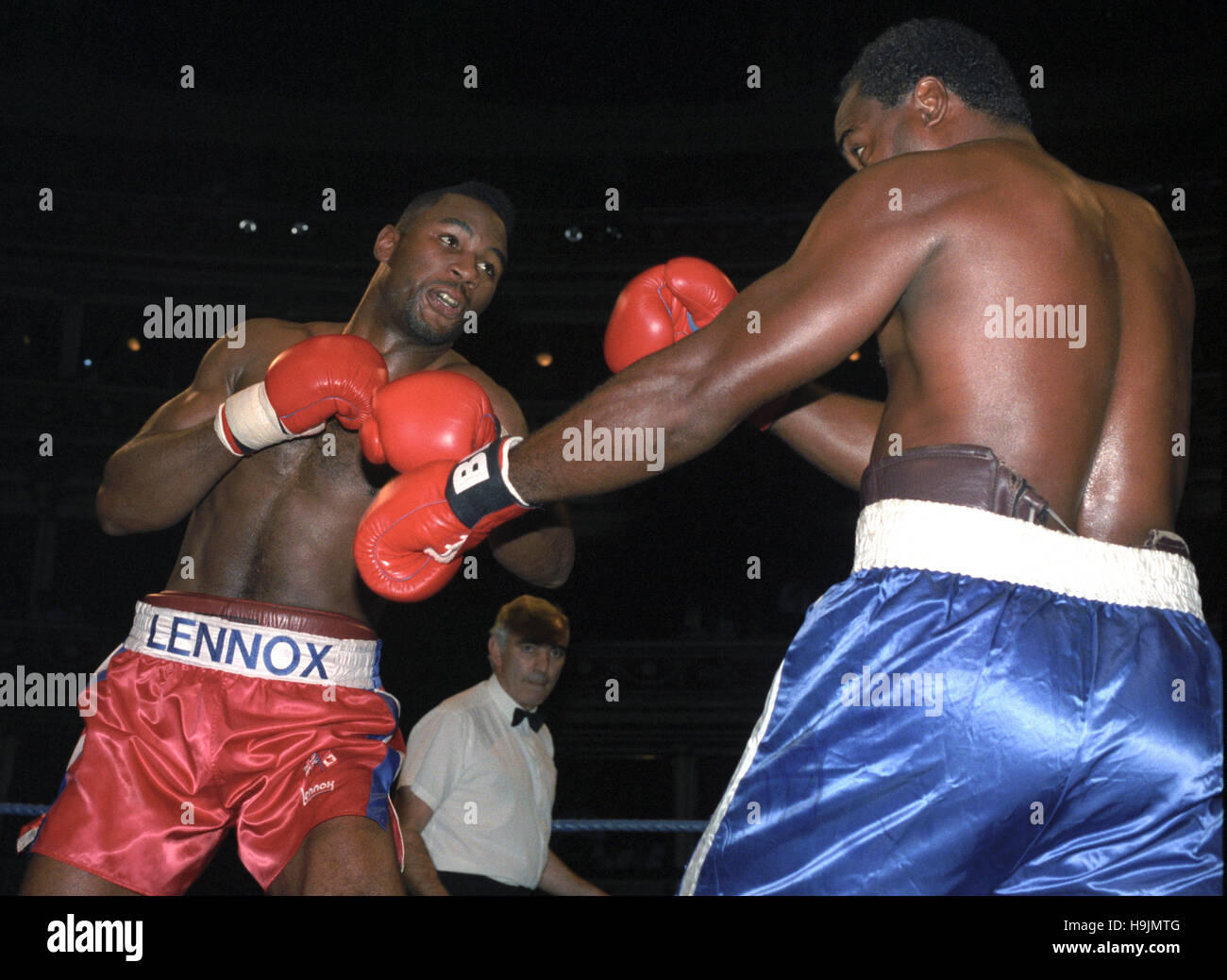 British heavyweight boxer Lennox Lewis (l) during his successful bout ...