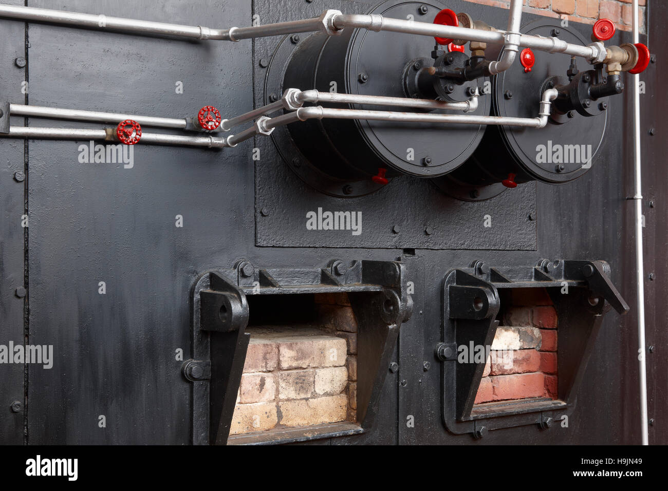 Steam boiler on an old whale oil factory. Azores, Portugal. Horizontal ...