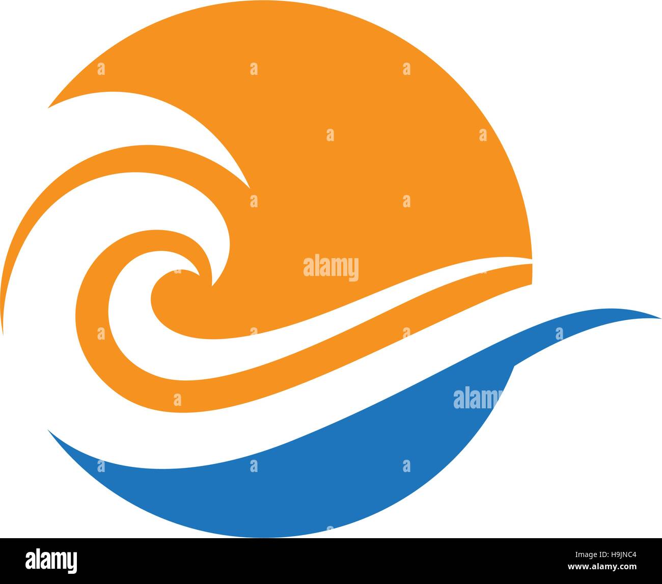 Vector Logo with yellow sun and blue sea waves. Vector logotype Stock ...