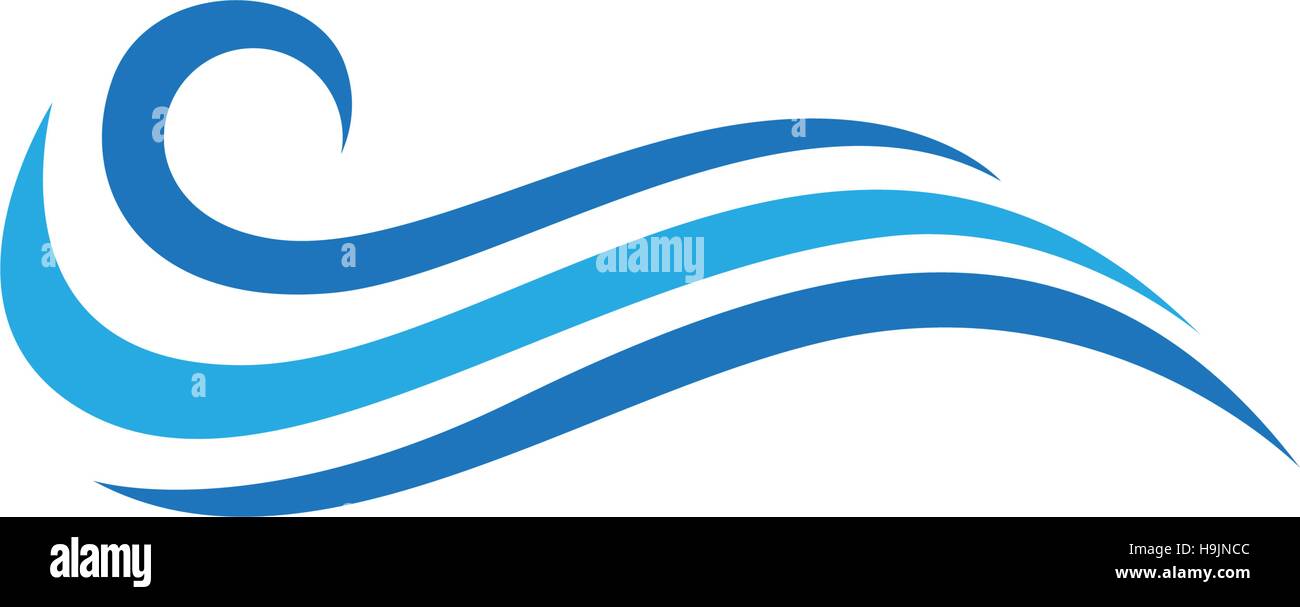 Vector Logo with yellow sun and blue sea waves. Vector logotype Stock ...